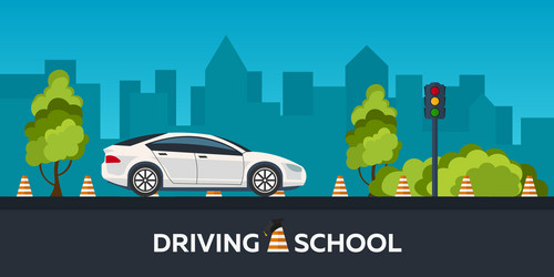 Driving school auto education Royalty Free Vector Image