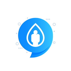 Water balance in body icon with drop Royalty Free Vector