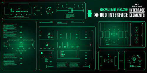 Blue sci fi game user interface collection Vector Image