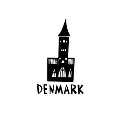 Hand drawn denmark label travel scandinavian Vector Image