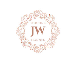 Jw initials letter wedding monogram logos Vector Image