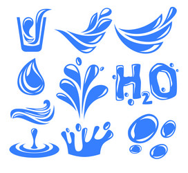 Water elements icons Royalty Free Vector Image