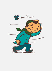 Child walking against the wind Royalty Free Vector Image