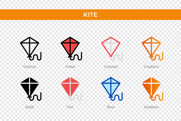 Kite icon in different style kite icons designed Vector Image