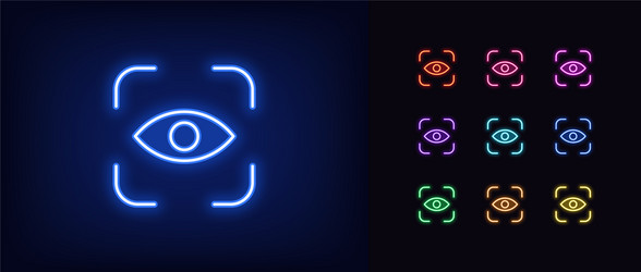 Outline neon id circuit icon set glowing neon Vector Image