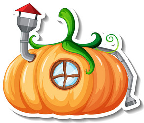 Pumpkin house in the garden Royalty Free Vector Image
