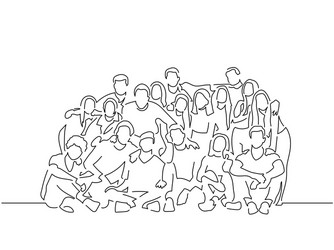 Group friends line drawing Royalty Free Vector Image