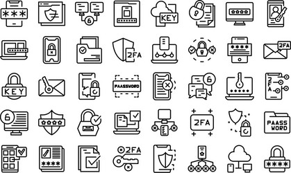 2fa two factor authentication icon shield padlock Vector Image