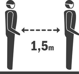 Warning sign please keep safe distance 1 m Vector Image