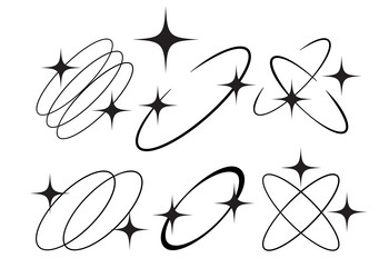 Y2k stars futuristic graphic set Royalty Free Vector Image
