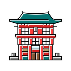 Miko shrine maiden shintoism line icon Royalty Free Vector