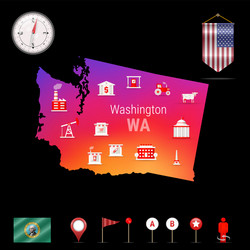 Washington dc map night view compass icon map Vector Image