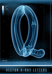 Blue 3d x ray style alphabet Royalty Free Vector Image