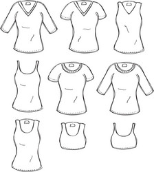 Collection of women clothes outline templates Vector Image