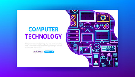 Computer technology neon concept Royalty Free Vector Image