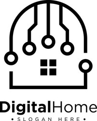 Digital home logo design template Royalty Free Vector Image