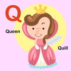 Alphabet letter q-queen r-rabbit Royalty Free Vector Image