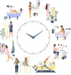 Morning routine flat composition Royalty Free Vector Image