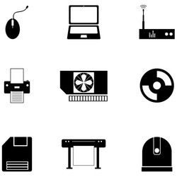 Computer equipment icon set Royalty Free Vector Image
