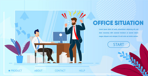 Angry boss landing page template furious Vector Image