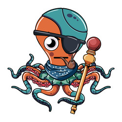 Cartoon police cyborg octopus character with Vector Image