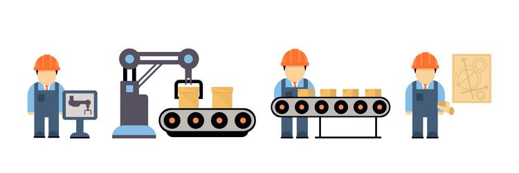 Production process with machine operator man Vector Image