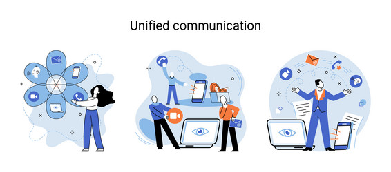 Unified communication concept metaphor characters Vector Image