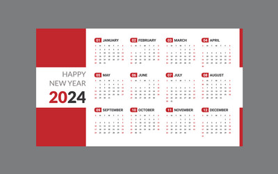 Calendar 2024 2030 set design template Royalty Free Vector