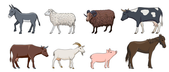 Man and woman farmers taking care about domestic Vector Image