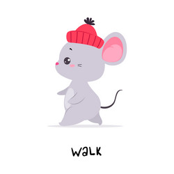 Little mouse walking up staircase as english Vector Image