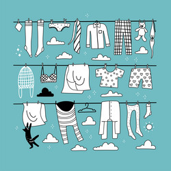 Doodle Hanging Clothes Vector Images (over 850)