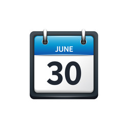 June 30 flat daily calendar icon date Royalty Free Vector