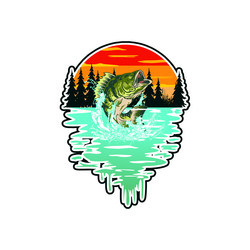 Bass fishing template Royalty Free Vector Image