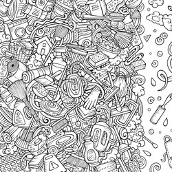 Cleaning doodles funny frame Royalty Free Vector Image