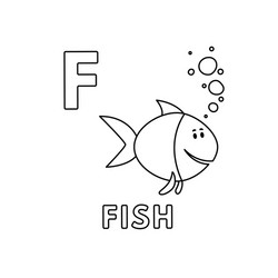 Cute cartoon animals english alphabet fish Vector Image