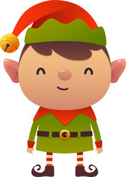 Cheerful cartoon cute christmas elf jumps Vector Image