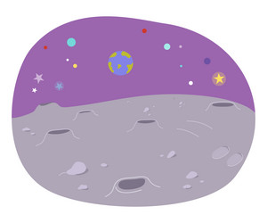 Cartoon moon surface landscape background Vector Image