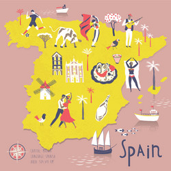 Tourist map spain travel Royalty Free Vector Image