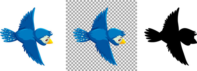 Cute blue bird cartoon character Royalty Free Vector Image