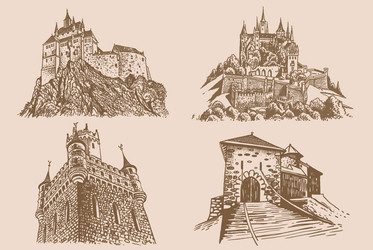 Graphical set of neuschwanstein castles isolated Vector Image