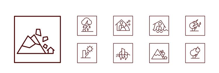 Natural disaster thin line icon in square Vector Image