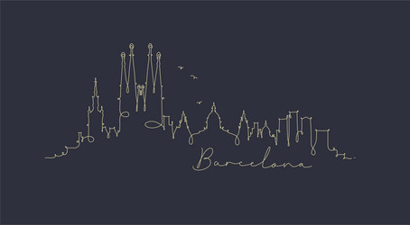 Pen line silhouette barcelona Royalty Free Vector Image