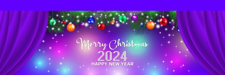 Wide bright holiday banner merry christmas 2024 Vector Image