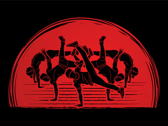 Group of people dancing street dance action Vector Image