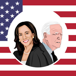 Caricature joe biden wearing sunglasses Royalty Free Vector