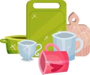 Dirty and clean mugs boards Royalty Free Vector Image