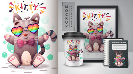 Cute cat kitty - mockup for your idea Royalty Free Vector