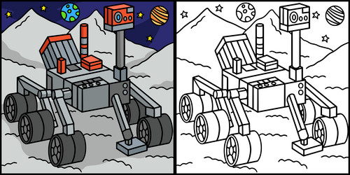 Curiosity mars rover coloring page for kids Vector Image