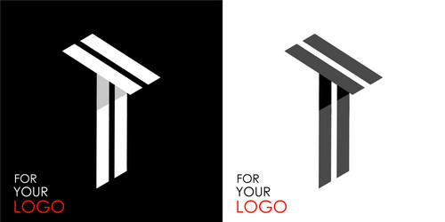 Capital letter t from white stripe enclosed Vector Image