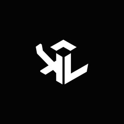 Kl logo monogram with emblem style ribbon design Vector Image